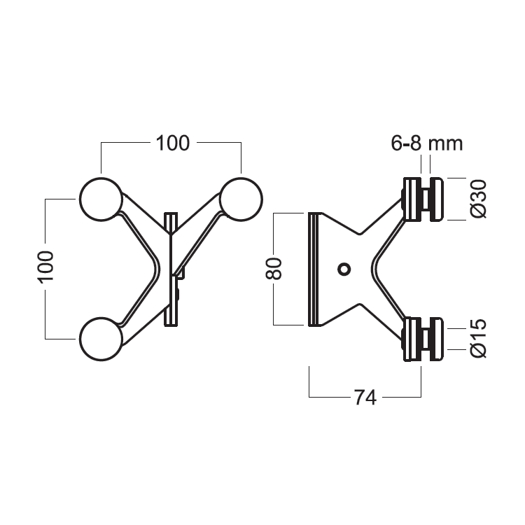 M 1375 ガラスパネルサポート（3パーツ） – OCTANORM